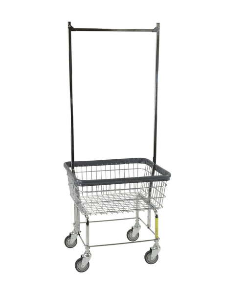 R&B Wire® Economy Laundry Cart W/ Double Pole Rack - 2 Bushel Capacity